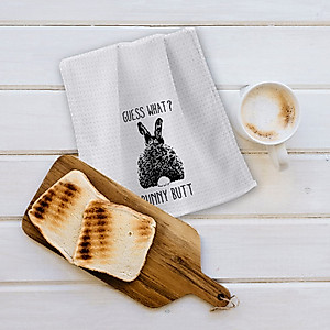 OHSUL Guess What? Bunny Butt Highly Absorbent Kitchen Towels Dish Towels Dish Cloth,Funny Bunny Rabbit Butt Hand Towels Tea Towel for Bathroom Kitchen Decor,Rabbit Lovers Teen Girls Gifts