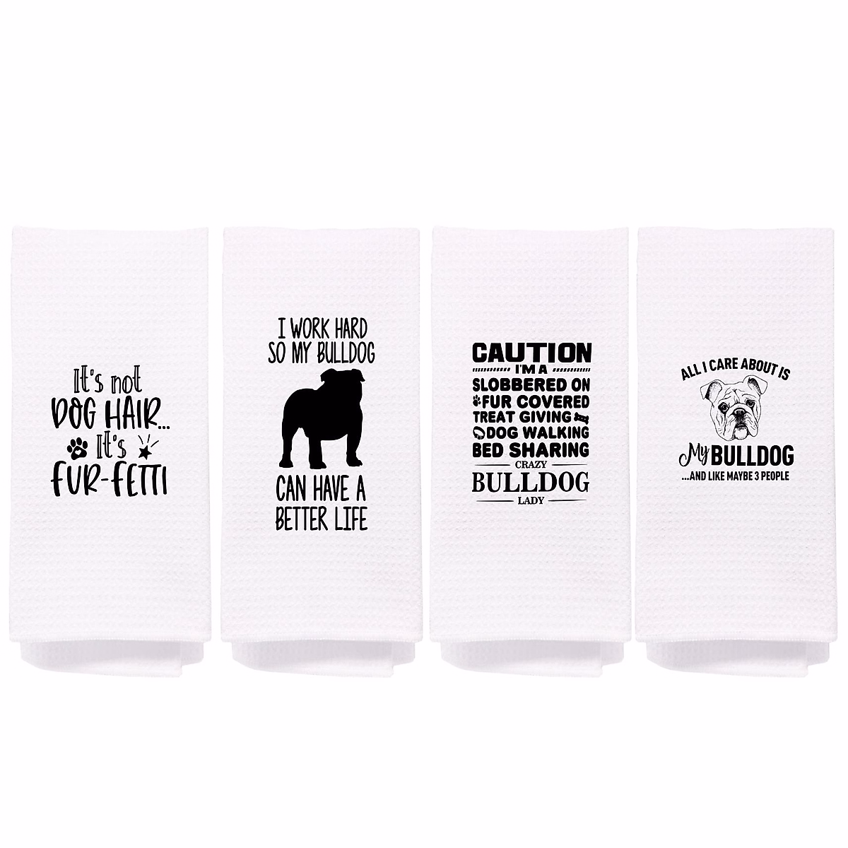 NEGIGA Funny Bulldog with Saying Kitchen Towels and Dishcloths Sets 24x16 Inch Set of 4,Funny Dog Decor Decorative Dish Hand Tea Bath Towels for Kitchen Bathroom,Dog Lovers Bulldog Mom Girls Gifts