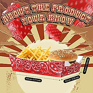 100 Pieces Cowboy Paper Food Trays Cowboy Party Supplies Western Paisley Food Tray Western Snack Candy Holder Trays Disposable Serving Trays for Cowboy Party Decorations Food Holder Trays (Red)