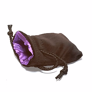3.75X4" Black Velvet Dice Bag with Purple Satin Lining