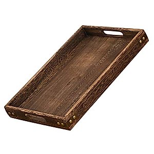 Bamboo Tea Serving Tray Wood Tea Serving Tray Breakfast Serving Tray Cafe Ottoman Tray Snack Dessert Appetizer Tray Jewelry Plate Party Platter for Kitchen Christmas Holiday