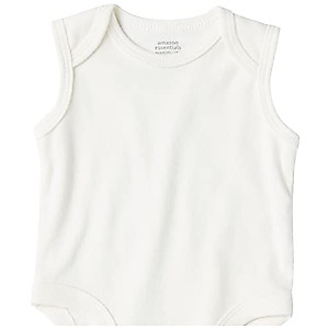 Amazon Essentials Unisex Babies' Sleeveless Bodysuits, Pack of 6, Navy/Grey Heather/White, Newborn