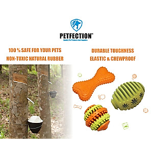 PETFECTION Dog Chew Toys 3 Pack, Dog Toys for Aggressive Chewers Large Breed, Multifunctional Teeth Cleaning and Gum Massage, Tough Dog Toys from 100% Natural Rubber for Large and Medium Dogs