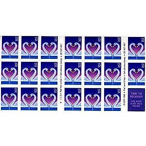 USPS Love Swans Forming Heart (Sheet of 20) 32 Cent Postage Stamps 1997 Scott #3123a