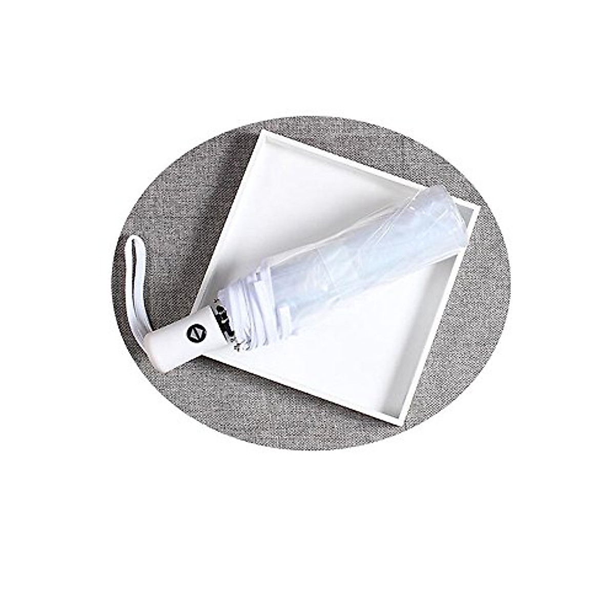 AIXICWXI Full Automatic Folding Transparent Auto Open Close Umbrella Travel Umbrella Tri-fold Clear Rain Umbrella With Frosted Handle Clear Folding Umbrella Windproof (White)