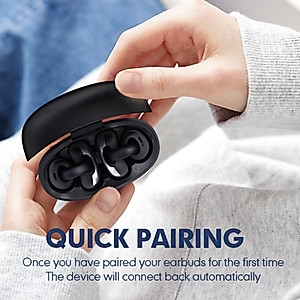 Clip On Earbuds Wireless Bluetooth Ear Clips Ear Buds Open Ear Headphones Ear Cuffs Wireless Ear Clip Bone Conduction Headphones Waterproof Sports Running Earphones for Small Ear Canal