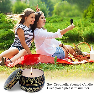 Iwaxlife 8 Packs Outdoor Citronella Candles,100 percent 4.4oz Soy Wax Portable Tin Candles for Home Backyard Garden,Outdoor and Indoor