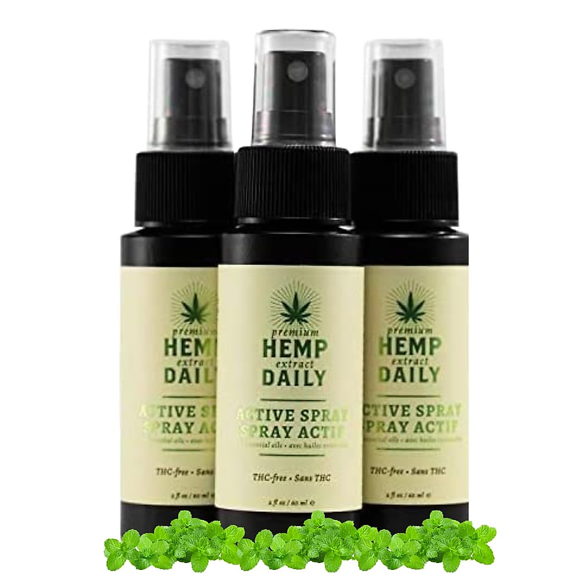 Hemp Daily Active Spray | Hemp Spray with Essential Oils | Vegan, Organic Ingredients | 2 Fluid Ounces, 3 Pack