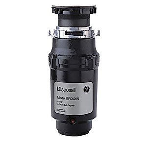 GE Continuous Feed Garbage Disposal, 1/2 Horsepower, Good for Grinding: Beans, Potatoes, Peels, and Cooked Meat, Easy Install Kit and Power Cord Included, Recommended for 2-4 Person Homes