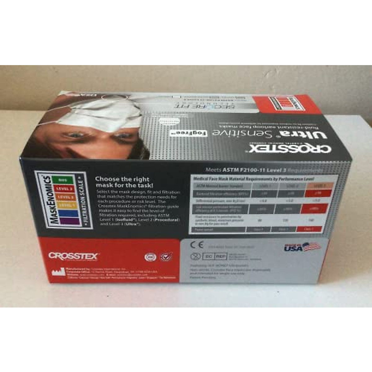 Blue Mask Crosstex International GCFCX Crosstex Fluid Resist Masks Anti-Fog 40/Bx