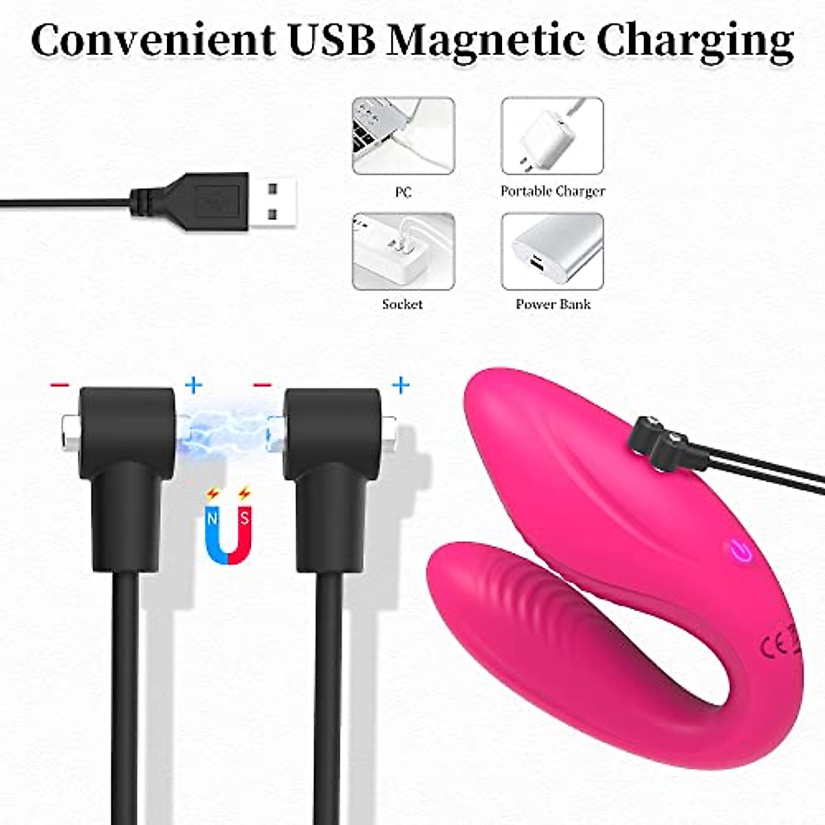 Jaslak Magnetic Universal USB Fast Charging Cable Cord for Massager, Computer USB Adapter Replacement Massager Charging Cord Compatible Backup Charger