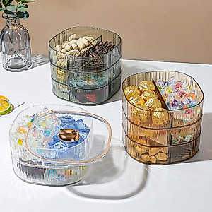 2/3 Tiers Snack Box Candy Dish with Cover, 2 Compartments Festive Wedding Candy Box, Dried Fruit Plate Snacks Storage Tray, Candy & Nut Serving Container for New Year Green Dual Layer