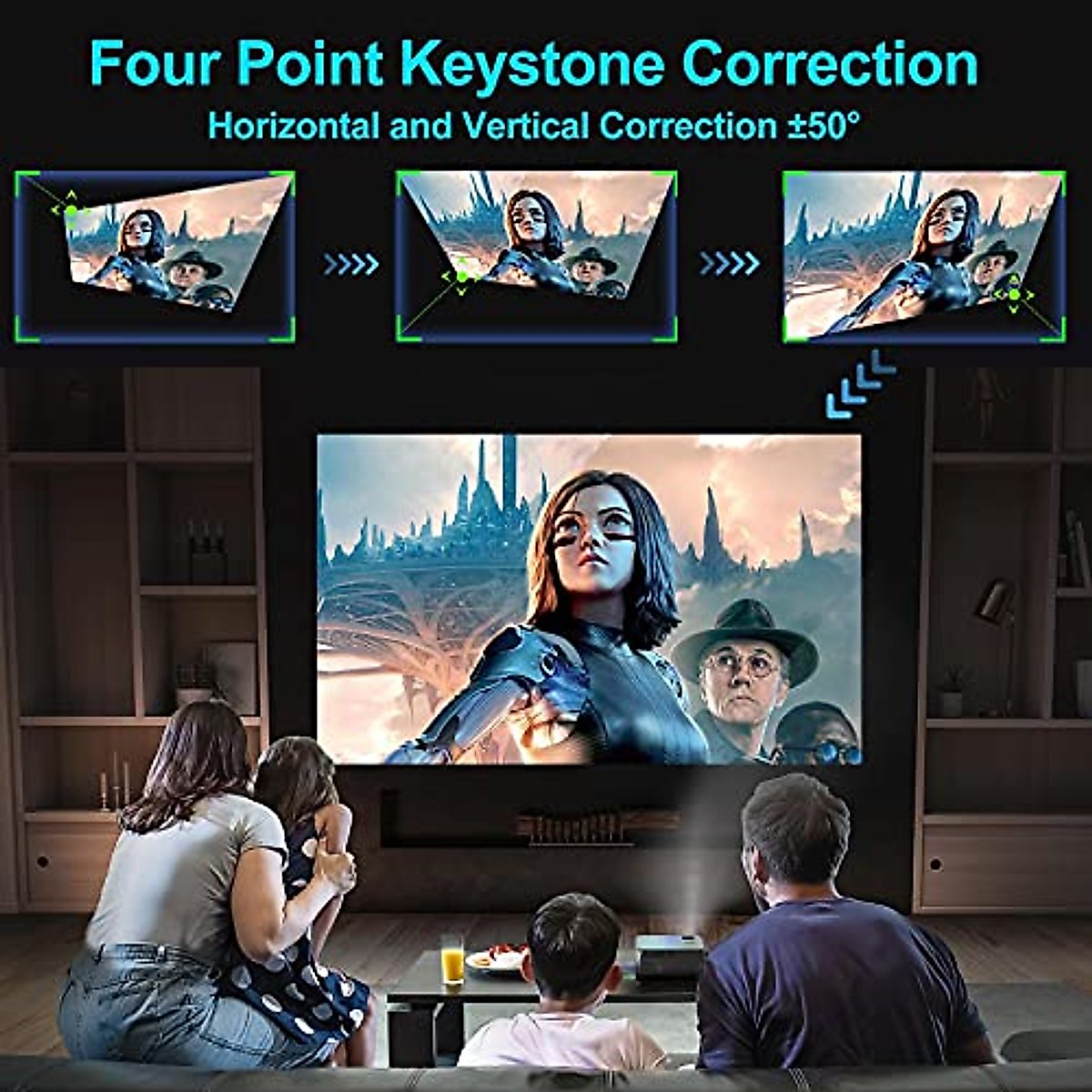 Projector, WiMiUS 2023 Newest 5G WiFi Bluetooth Projector, 480 ANSI Lumens Full HD 4K Projector Support 4P/4D Keystone, 50% Zoom, Bluetooth 5.2 Outdoor Video Projector for PC Smartphone USB (200000H)