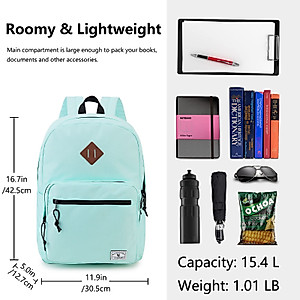 School Backpack,VONXURY Classic Lightweight Water Resistant Causal Daypack for Teens Boys Girls(Mint Green)