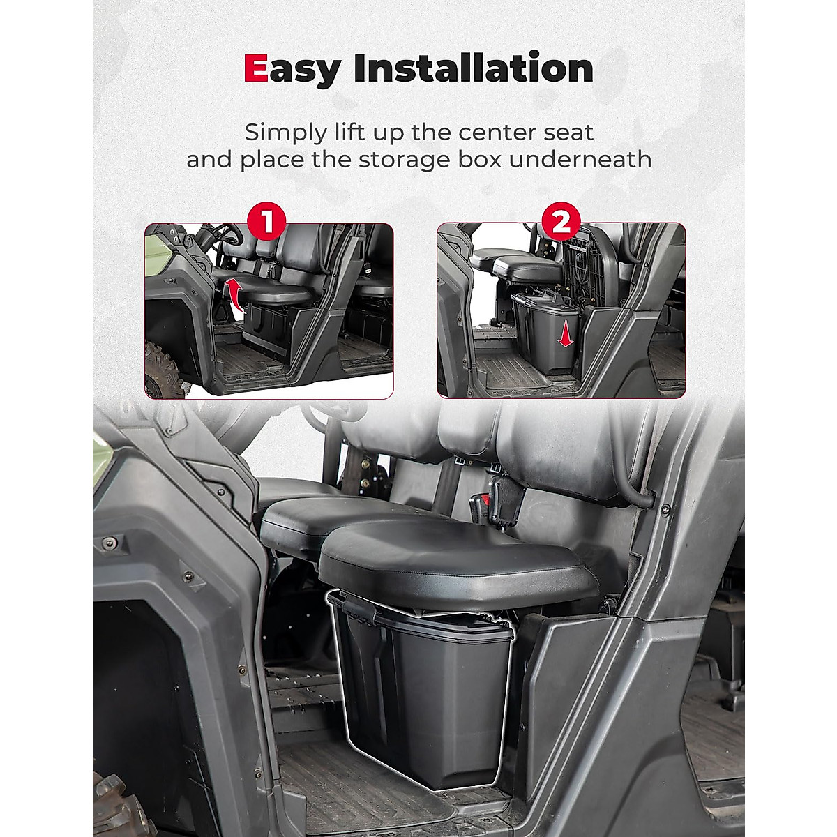 KEMIMOTO Removable Storage Bins, Passenger Under Seat Storage Box Compatible with Can-Am 2016 2017 2018 2019 2020 2021 2022 2023 Defender HD8 / HD10 / HD5 / Max HD8 / Max HD10, Replace OEM #715003314