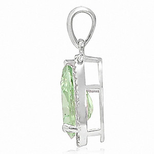Silvershake 10.49ct. Huge Natural Green Amethyst and White Topaz 925 Sterling Silver Teardrop Pendant