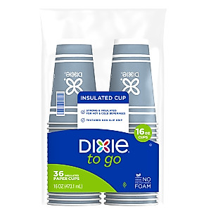 Dixie To Go Large Paper Coffee Cups, 16 Oz, 36 Count, Disposable Cups For On-The-Go Hot Beverages