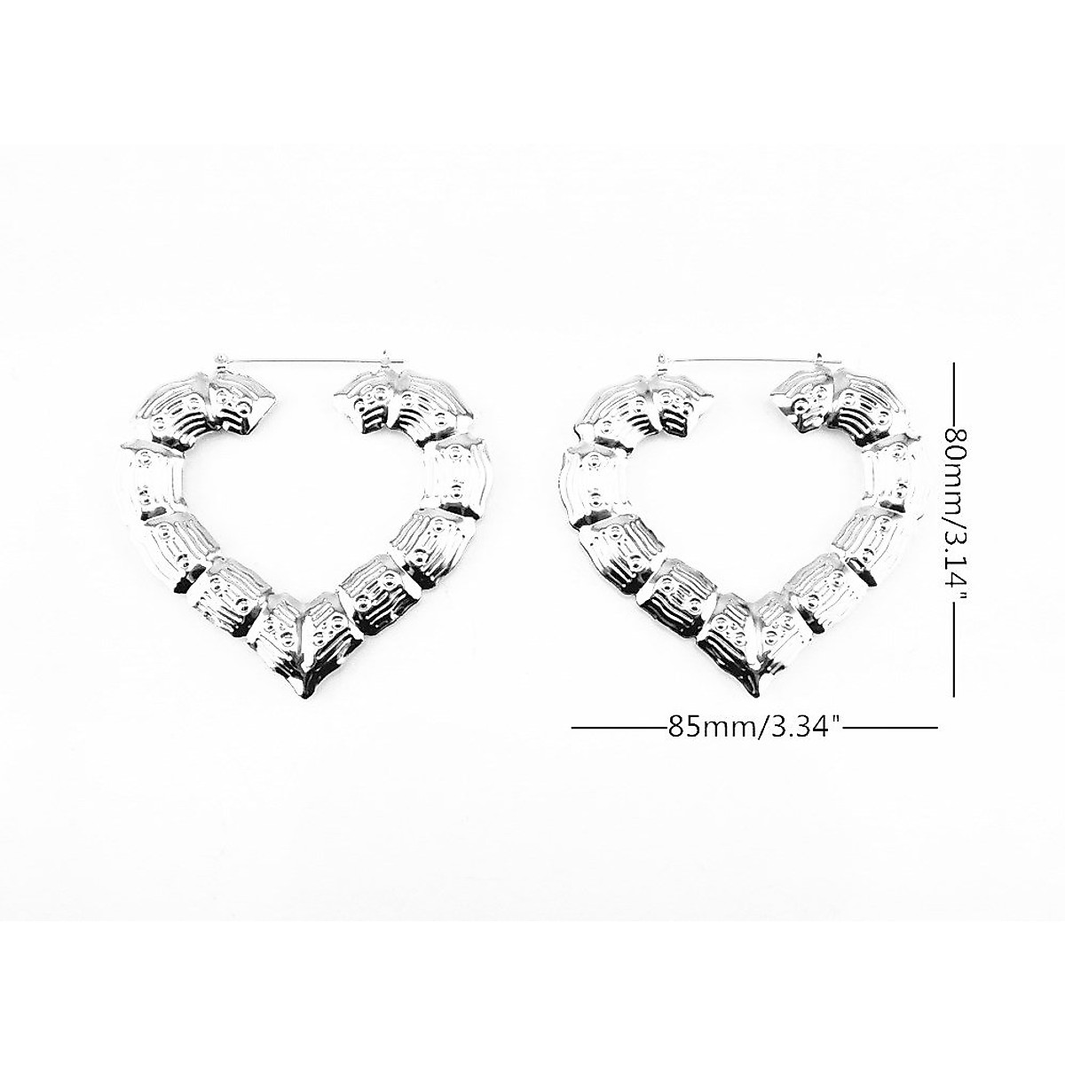 Honbay 5 Pairs Different Shape Bamboo Hoop Earrings (Silver)