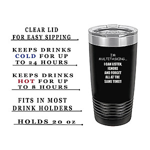 Rogue River Tactical Funny Sarcastic Office Work 20 Oz. Travel Tumbler Mug Cup w/Lid Vacuum Insulated Hot or Cold Multitasking (Black)