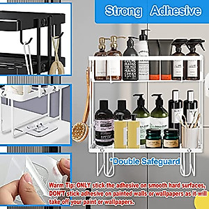 Over The Toilet Storage Shelf,2-Tier Space Saver Bathroom Storage Organizer Shelves,Multifunctional Iron Rack with Toilet Paper Holder & Hanging Hook,No Drilling Wall Mounted Restroom Holder(White)