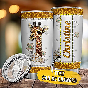 Wassmin Giraffe Tumbler Personalized Giraffes Tumblers Jewelry Drawing Style Stainless Steel Insulated 20oz 30oz Travel Cup Birthday Christmas Gifts For for Animal Lovers Women Girls