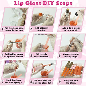 BRIPATI DIY Lip Gloss Making Kit, 46PCS DIY Lip Gloss Kit to Make Your Own Lip Gloss, Moisturizing Lip Glaze Handmade Set, Beginner Lip Gloss Kit, Lip Gloss Making Supplies Set for Women Girls