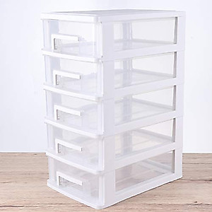 SAFIGLE Mini Plastic Drawers Organizer 5 Drawer Storage Organizer Plastic Storage Bins with Drawers Space Saving Small Plastic Drawers for Crafts Small Tools Sationary and Hardware