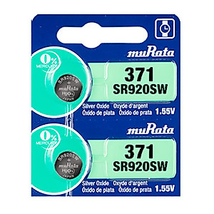 Murata 371 SR920SW Battery 1.55V Silver Oxide Watch Button Cell - Replaces Sony 371 (2 Batteries)
