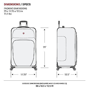 SwissGear Sion Softside Expandable Roller Luggage, Black, Checked-Large 29-Inch