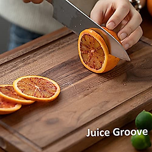 Muso Wood Walnut Cutting Board Reversible Wood Cutting Board for Kitchen Wooden Cutting Board with Juice Groove for Cutting and Charcuterie (16x11x0.8”)