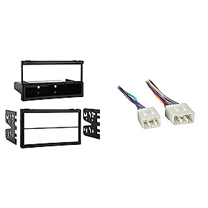 Metra 99-7505 Single or Double DIN Installation Multi-Kit for Select 1994-2006 Mazda Vehicles -Black & Metra 70-7901 Radio Wiring Harness for Mazda 90-01Power/4 Speaker