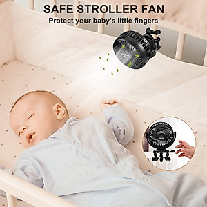 GTIPPOR Portable Stroller Fan,10000mAh Batterry Operated USB Fan,3 Speeds Handheld Personal Fan with Flexible Tripod Clip on Desk Fan for Baby Stroller Car Seat