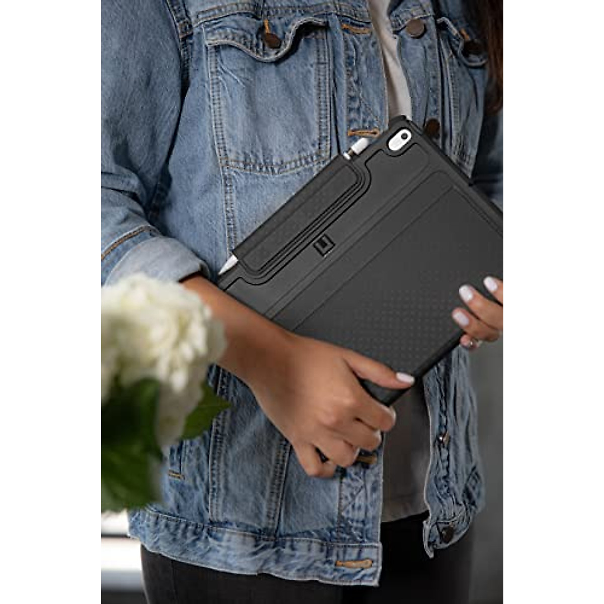 [U] by UAG iPad 10.2 Case Black 9th Generation 2021, 8th Gen 2020, DOT Lightweight Slim Shockproof Antimicrobial Smart Folio Protective Cover with Auto/Sleep Wake & Pencil Holder