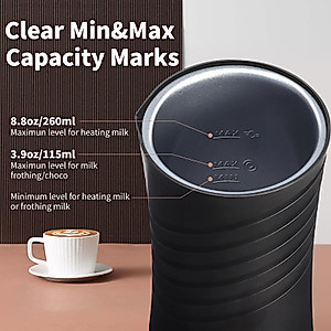 SEEDEEM Milk Frother, 5 in 1 Electric Milk Frother and steamer, Automatic Hot And Cold Foam Maker with 2 Whisks for Coffee, Latte, Cappuccino, Hot Chocolate, Black