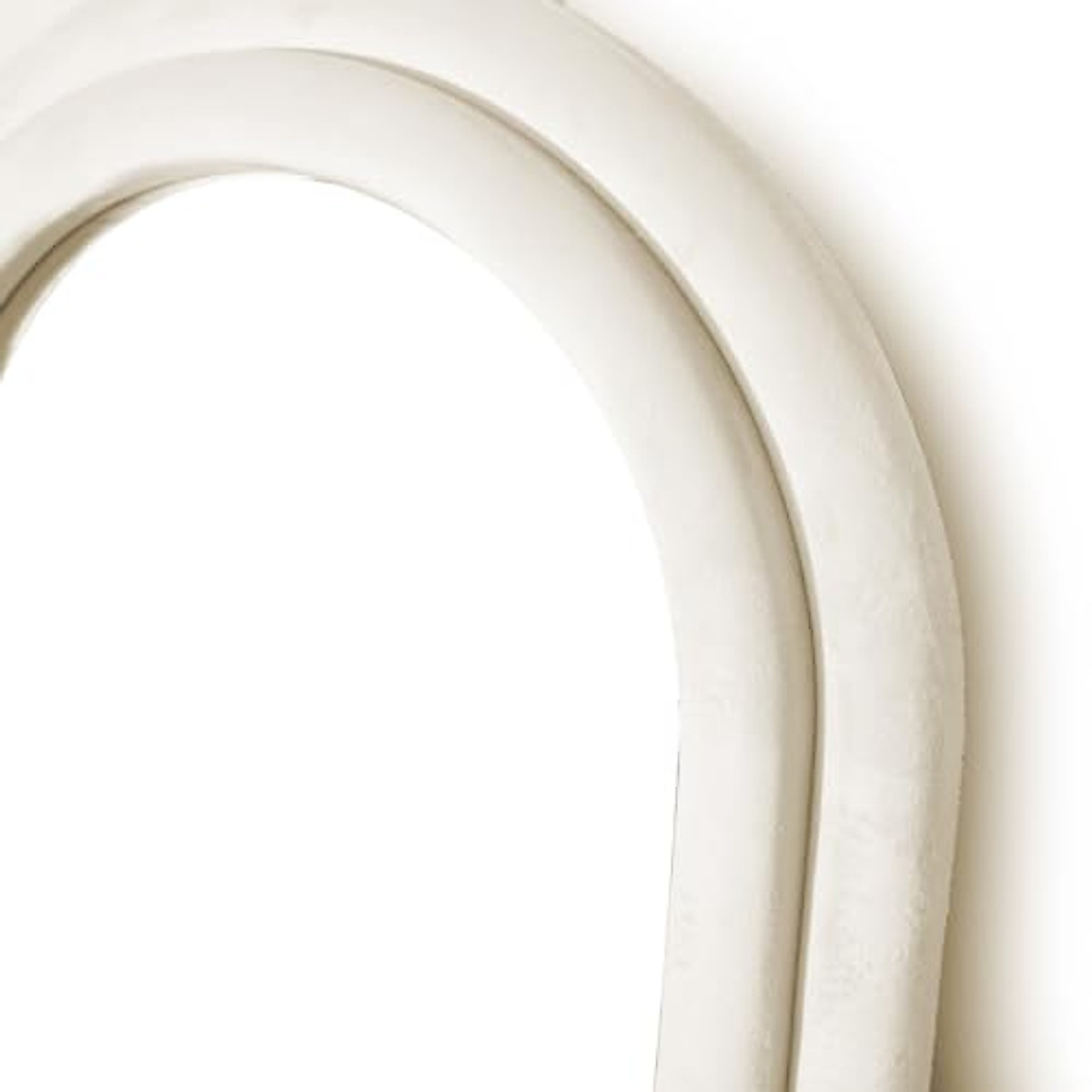 Otlsh Floor Mirror, Arched Full Length Mirror with Stand, Large Standing Mirror, 63"x24" Full Body Mirror, Large Mirror, Wall Mirror, Freestanding, Wall Mounted, Flannel Frame -Beige White