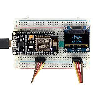 DAOKI ESP8266 Starter Kit ESP8266 Weather Station Kit for IoT Arduino IDE with ESP8266 ESP-12E Development Board 0.96" OLED Display and DHT11 Temperature and Humidity Sensor + Breadboard