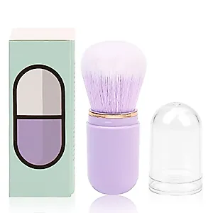 UNIMEIX Retractable Kabuki Brush Travel Makeup Brushes Face Blush Brush Foundation Brush for Liquid Makeup, Powder, Contouring, Cream(Purple)