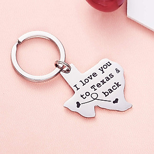 I Love You to Texas and Back Keychain Boyfriend Girlfriend Long Distance Relationship Gift Going Away Gifts Friendship (Keychain)