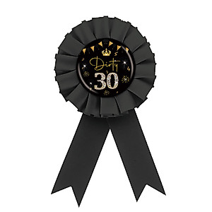 Black 30th Birthday Tinplate Badge Pin, Black Rosette 30th Birthday Button for Women, Golden Crown 30th Birthday Award Badge Pin, Cheers To Thirty Years Old Birthday Party Decorations