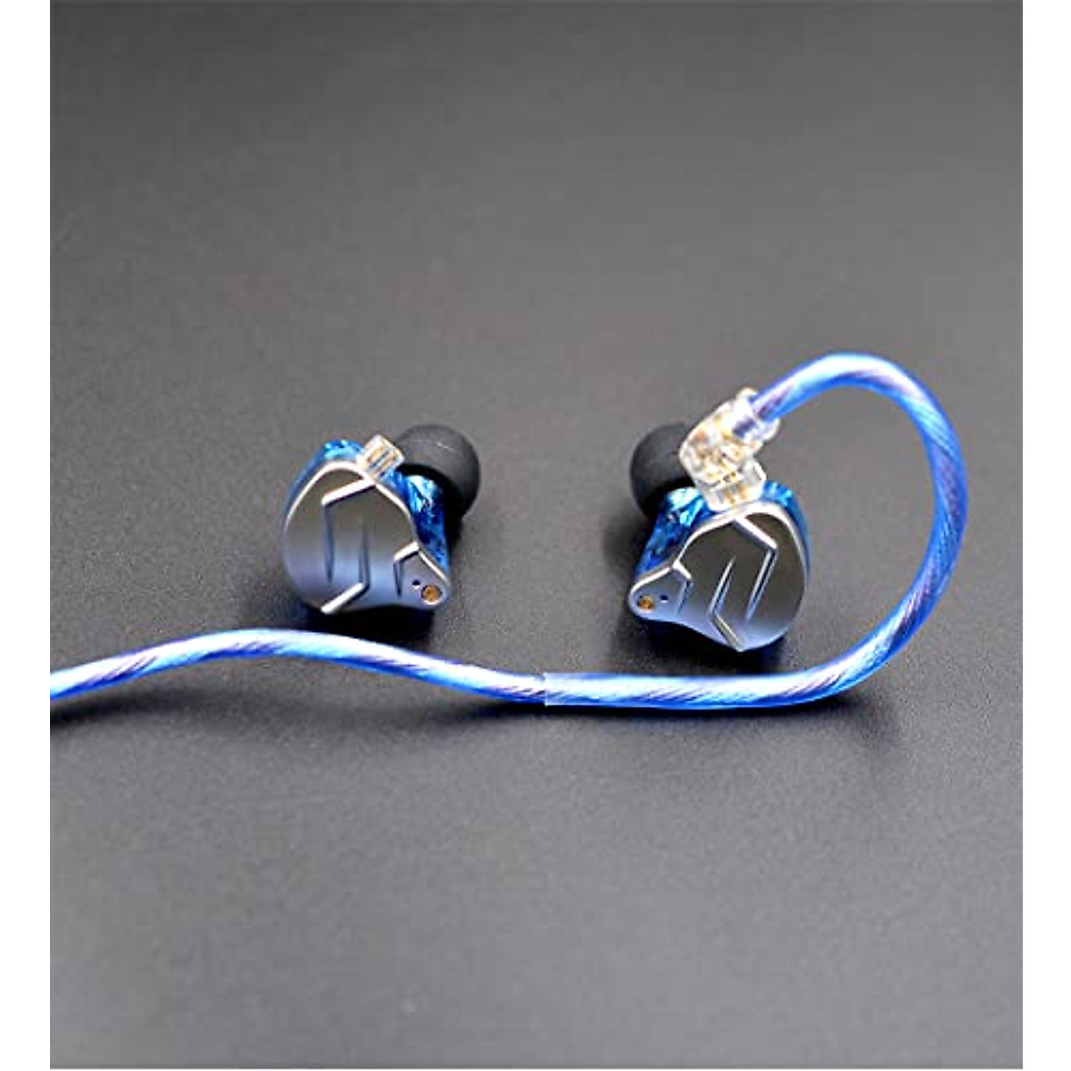 KZ Headphone/Earbuds/in-Ear Earphone Upgrade Cable,Upgrade 498-core Single Crystal Copper Silver-Plated Cable 0.75MM 2pin Gold-Plated pin 3.5mm Audio Plug (C Pin Translucent Blue)