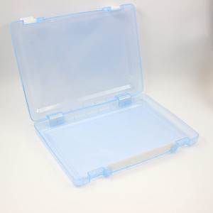 suituts 3 Pack Plastic Portable Project Case with Handle, Scrapbook Paper Storage Organizer Case, Art Craft Container Case Box, Plastic File Case for Document, Magazines Photos(14.2X10.6X2.2 Inch)