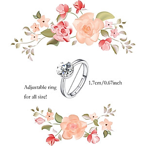 NEWITIN 80 Pieces Fake Rings Diamond Engagement Rings Silver Rings for Bridal Shower Party Game Wedding Table Decorations