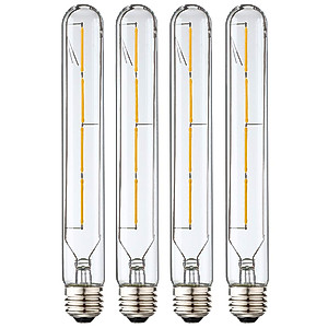 Leools T10 Led Long Bulbs,4W Dimmable Tubular Bulb,40 Watt Equivalent,E26 Edison Style Vintage LED Filament Light Bulb,2700K Warm White,8.9in(225mm),4-Pack.