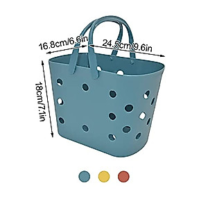 Shopping Basket Soft Portable Picnic Basket Plastic Wash Basket Dirty Clothes Storage Basket Bath (Yellow, One Size)