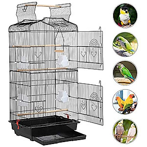 Yaheetech 41-inch Open Top Medium Parakeet Bird Cages for Parakeets Finches Canaries Lovebirds Small Quaker Parrots Cockatiels Budgie Green Cheek Conure Travel Pet Flight Bird Cage Birdcage