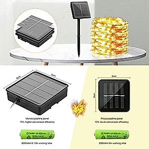 2 Pack Solar Fairy Lights Outdoor, 39.37ft 120 LED 8 Modes Warm White Solar String Lights Waterproof, Copper Wire Lights for DIY Decoration Garden Party Wedding Patio Yard