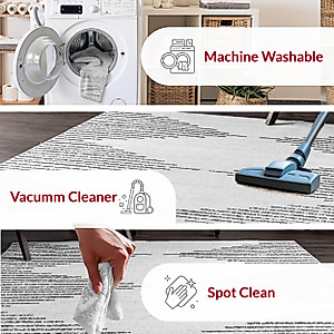 nuLOOM Romina Machine Washable Diamond Stripes Ultra Thin Area Rug, 8 x 10, White