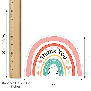 Big Dot of Happiness Hello Rainbow - Shaped Thank You Cards - Boho Baby Shower and Birthday Party Thank You Note Cards with Envelopes - Set of 12
