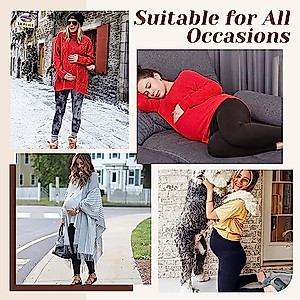 Happy.angel 2 Pack Maternity Fleece Lined Leggings Over The Belly, Womens Black Workout Yoga Pregnancy Pants with Pockets Black Small