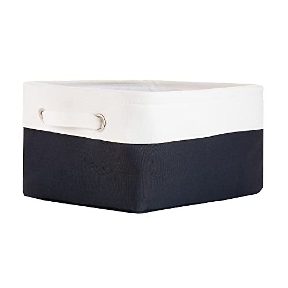 Canvas Storage Basket Organizer, Small | Fabric Rectangular Basket with Handles for Toys, Linen Closet, Clothes | Ideal Cube Storage Bin for Shelves, Black